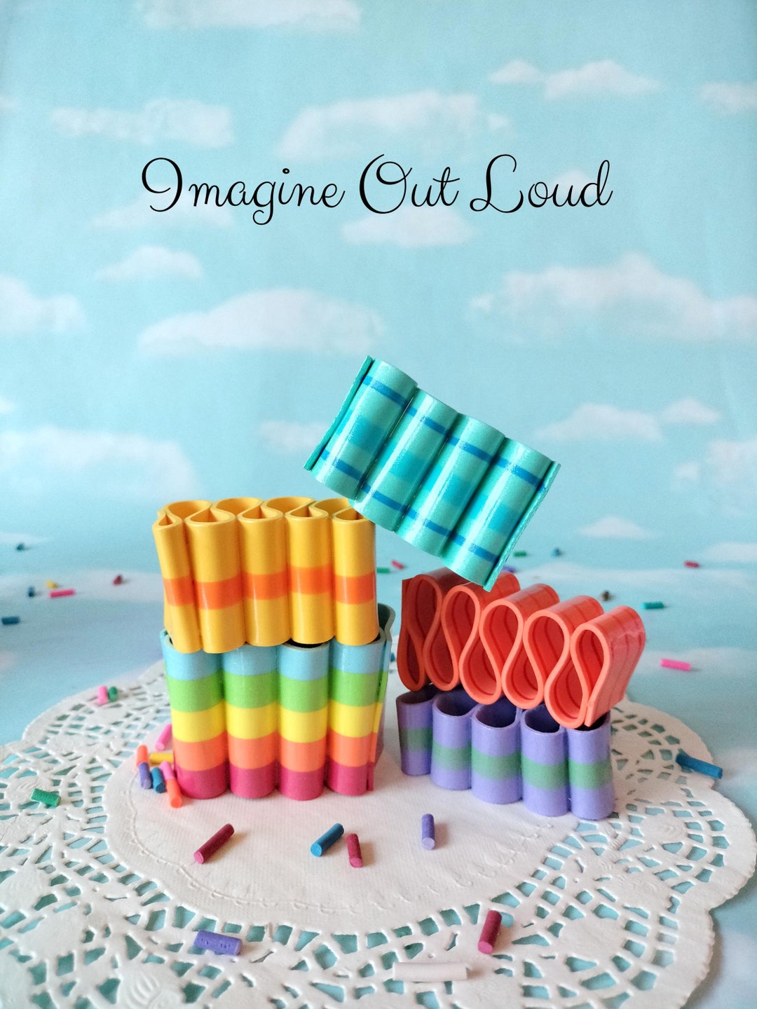 Fake Ribbon Candy Realistic Hand Painted RAINBOW 6A - Etsy