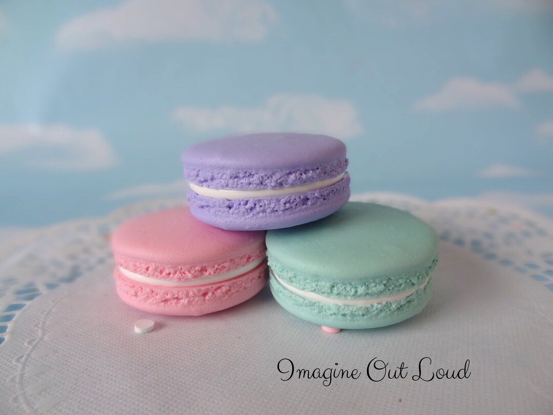 Fake Macarons 2" Set Faux Macaron Pink Purple Aqua Artificial Food ...