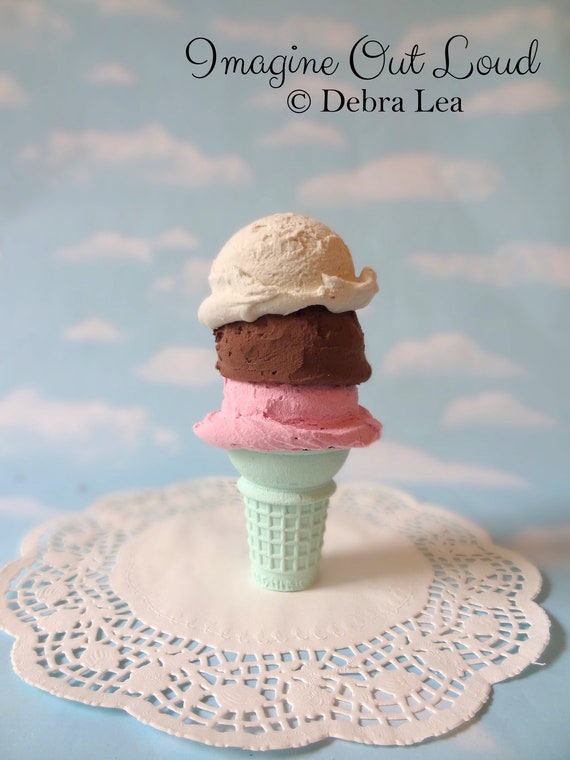 Fake Ice Cream Realistic Beautiful Gourmet Faux TRIPLE Scoop - Etsy