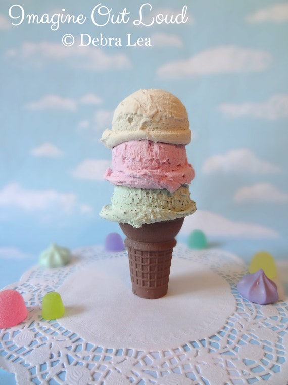 Fake Ice Cream Realistic Beautiful Gourmet Faux TRIPLE Scoop - Etsy