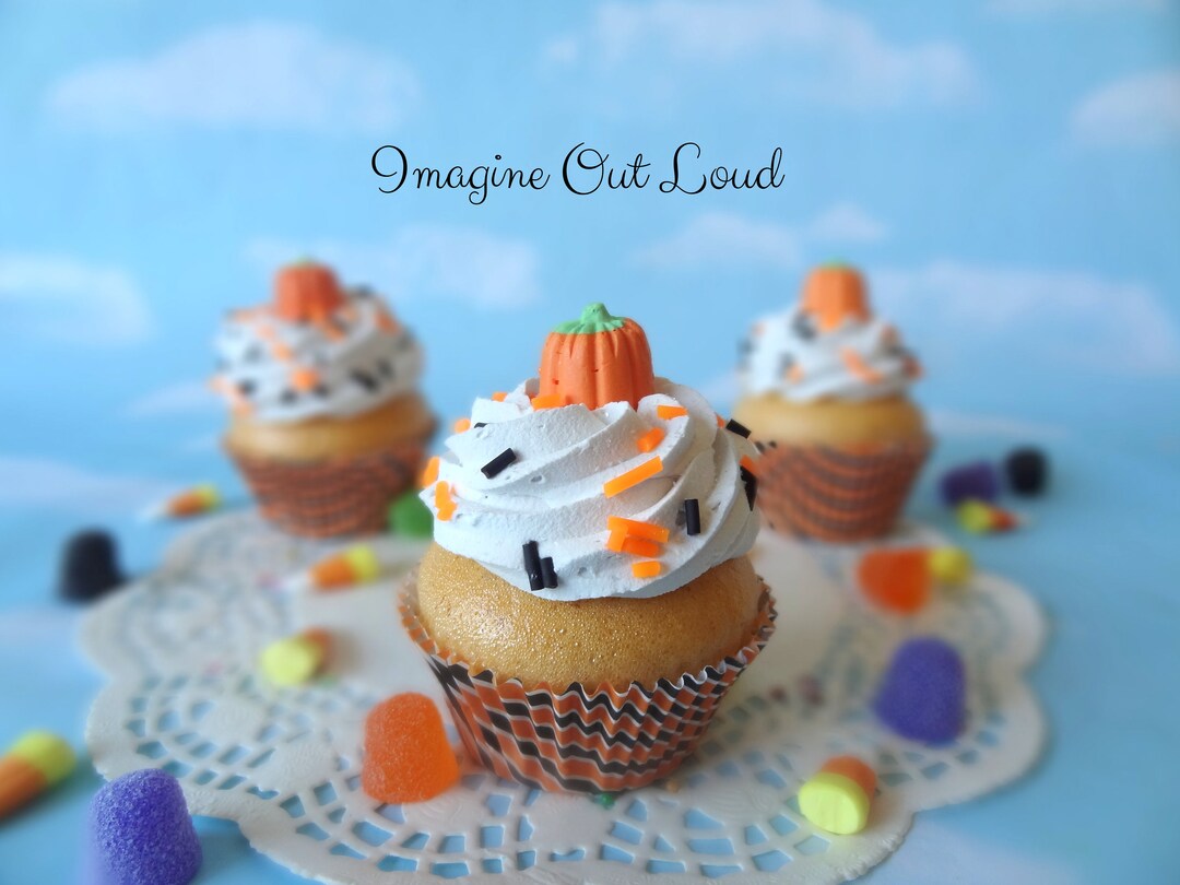 Fake Cupcake Halloween SINGLE Sprinkle Pumpkin Display Decor - Etsy