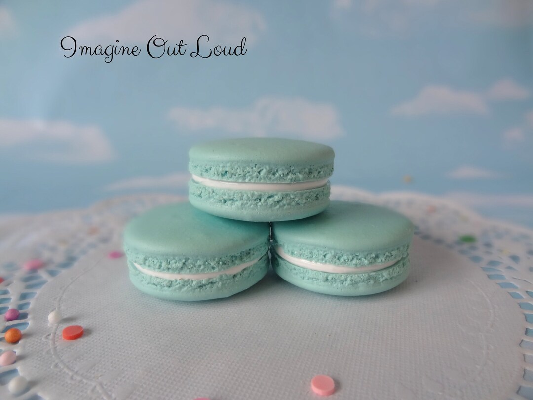Fake Macarons 2" Set Faux Macaron Aqua Blue Artificial Food Cookie ...