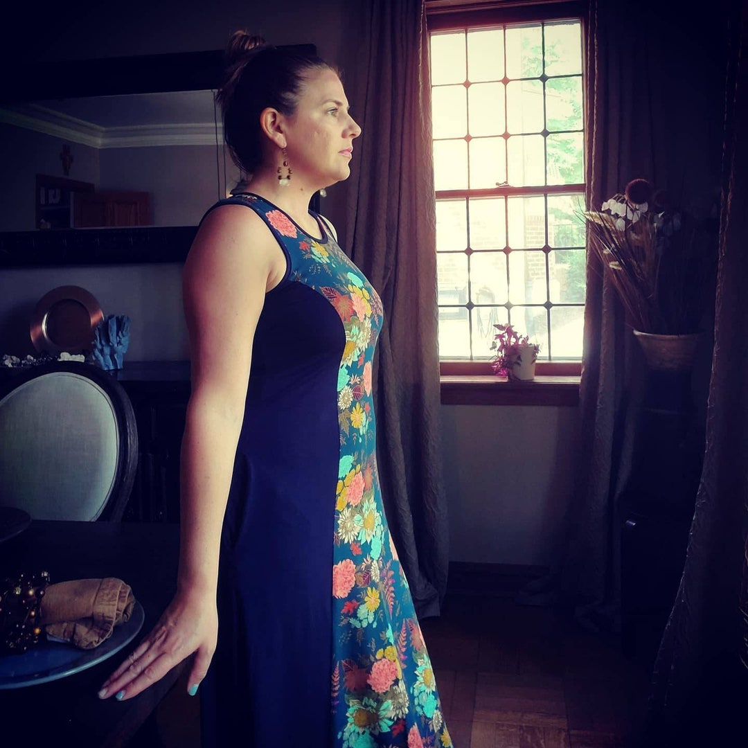 Retro Princess Panel Dress Navy Floral - Custom Made by Shanna Britta ...