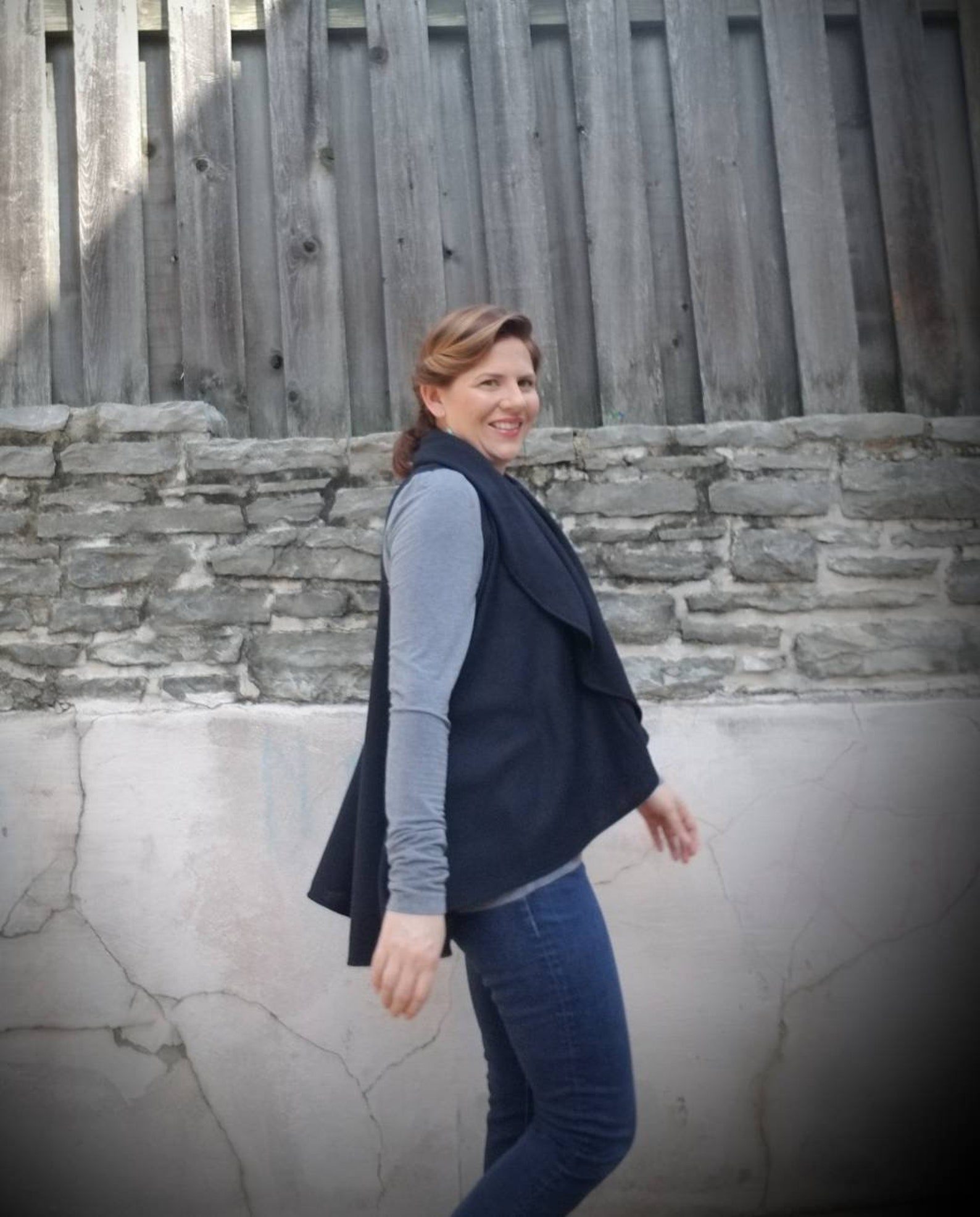 The Waterfall Sweater Vest in Grey Sweater Knit Custom Made - Etsy