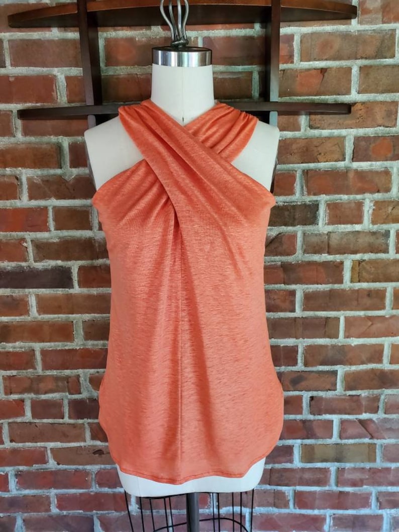 Criss Cross Draped Linen Knit Tunic - Custom Made by Shanna Britta - Etsy