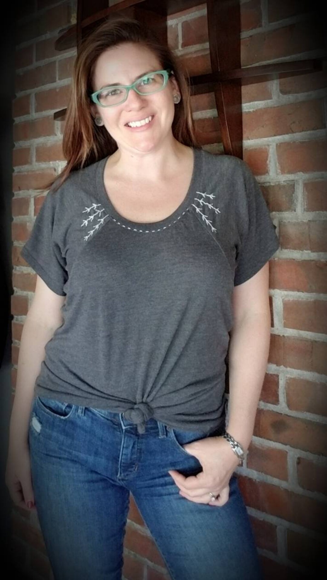 Embroidered Tree Branch Tee - Custom Made by Shanna Britta - Etsy