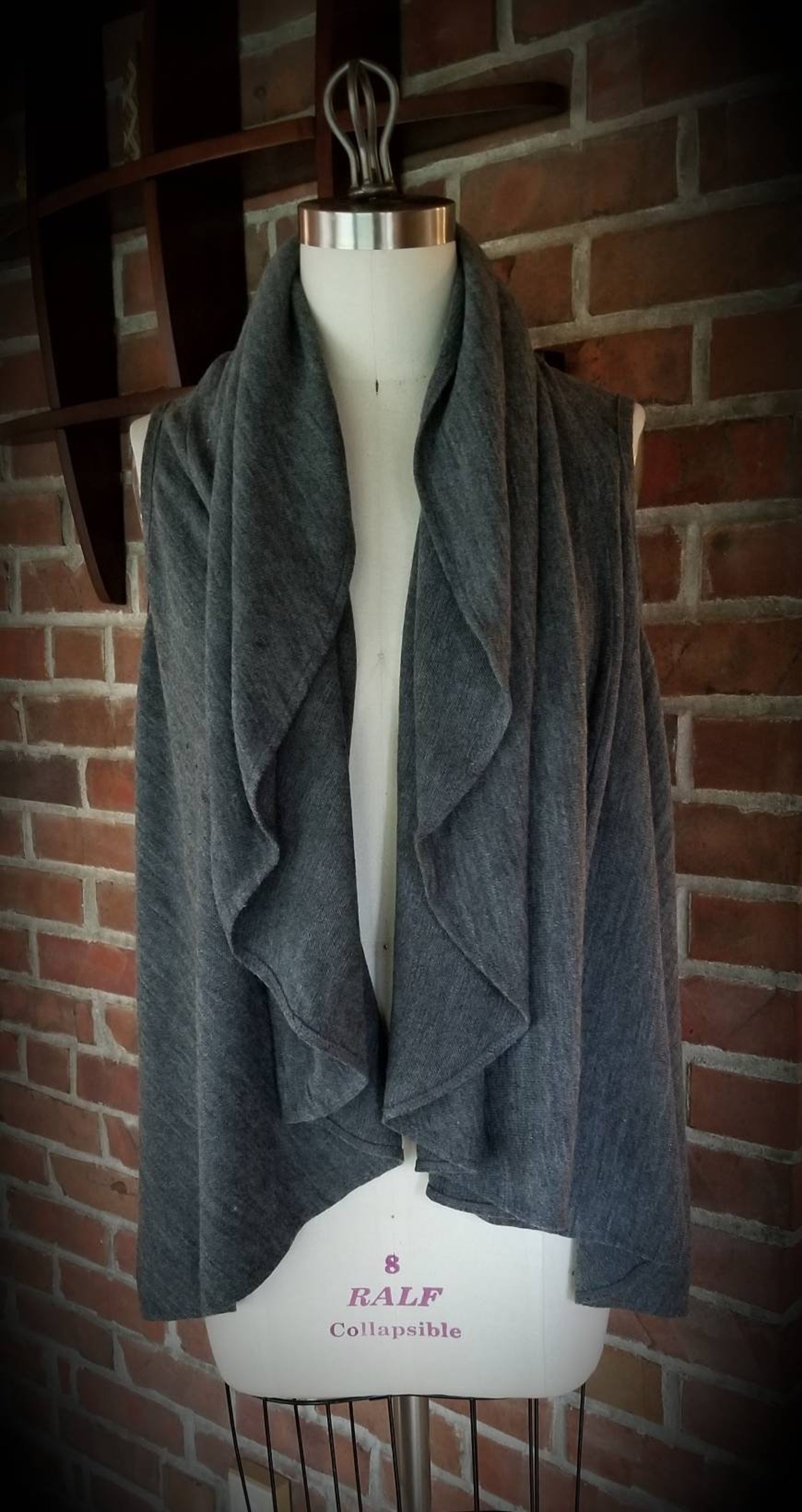 The Waterfall Sweater Vest in Grey Sweater Knit Custom Made - Etsy