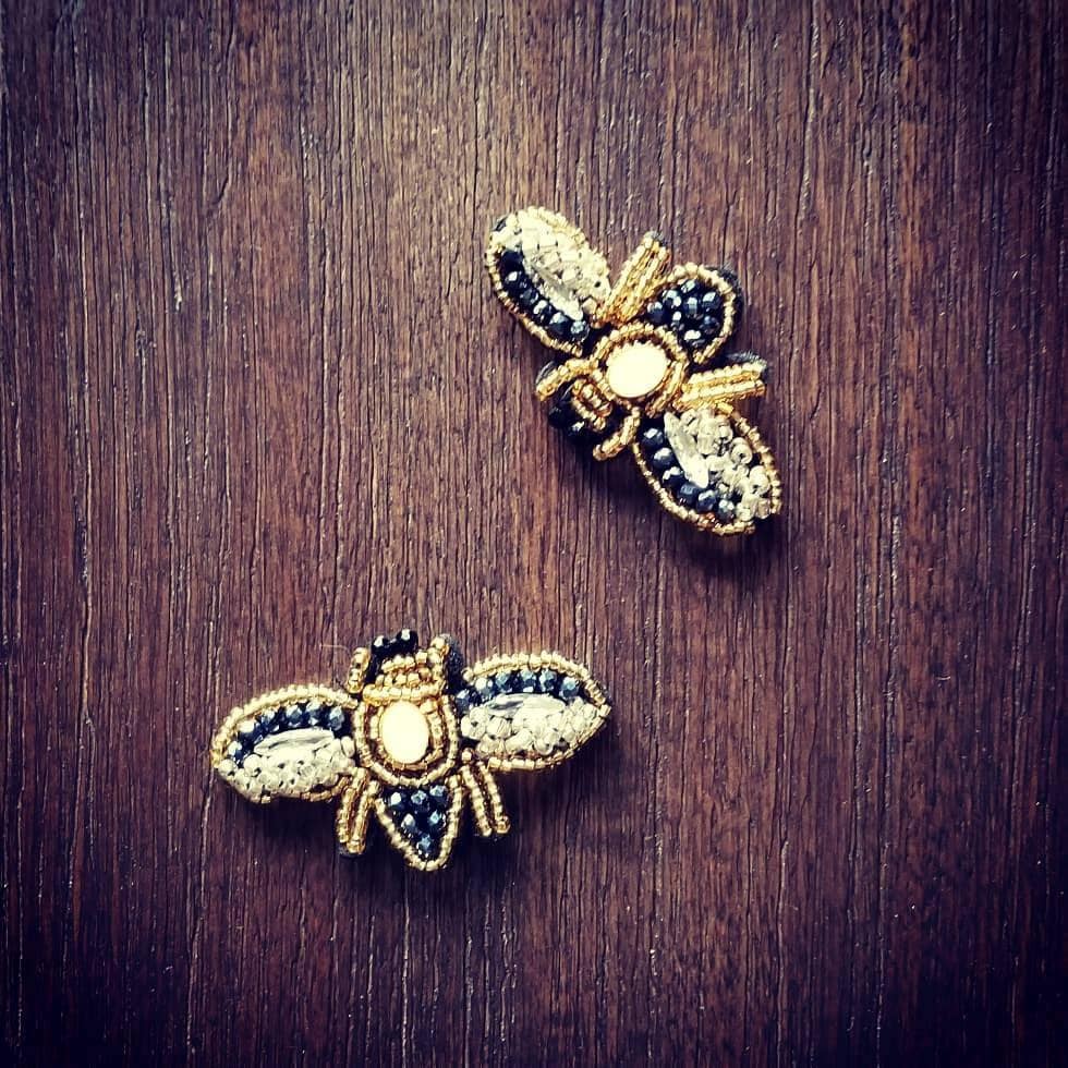 Beaded Bee with Pin Back Brooch #SAVETHEBEES Charity - Shanna Britta