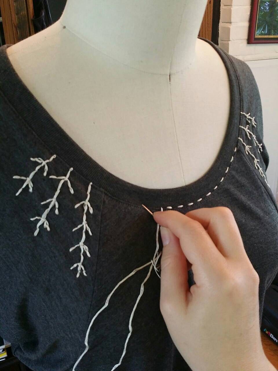 Embroidered Tree Branch Tee - Custom Made by Shanna Britta - Etsy