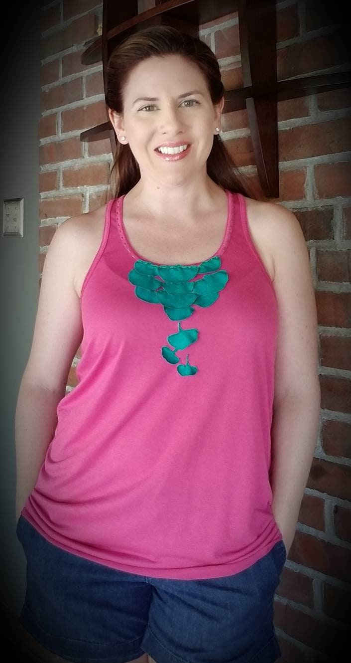 Ginkgo Leaf Tank/ Green and Magenta Ginkgo Leaf Racer Back Top/ Flowy ...