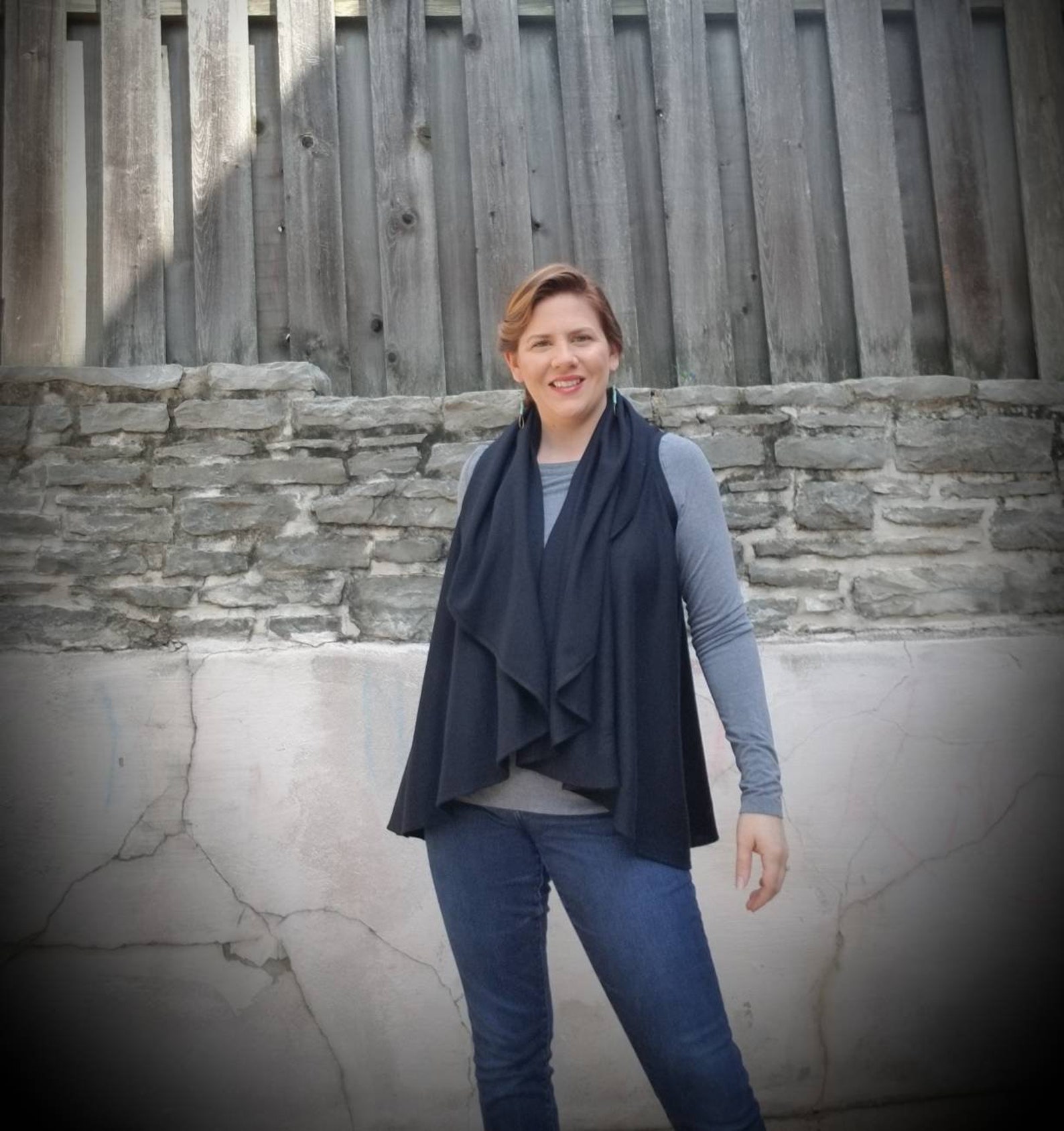 The Waterfall Sweater Vest in Grey Sweater Knit Custom Made - Etsy