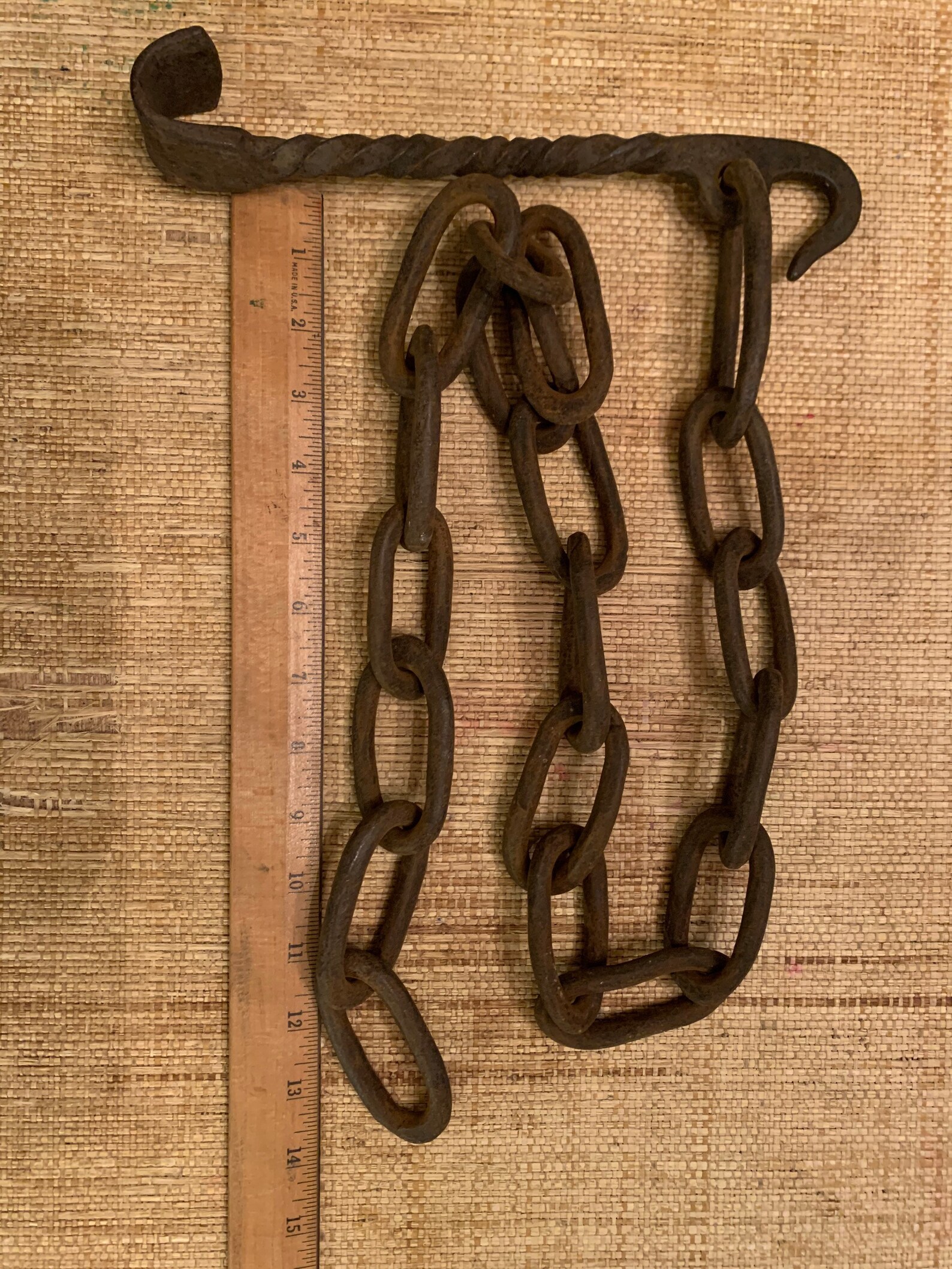 Antique Hand Forged Double Hook Trammel Great Wall Design Feature ...