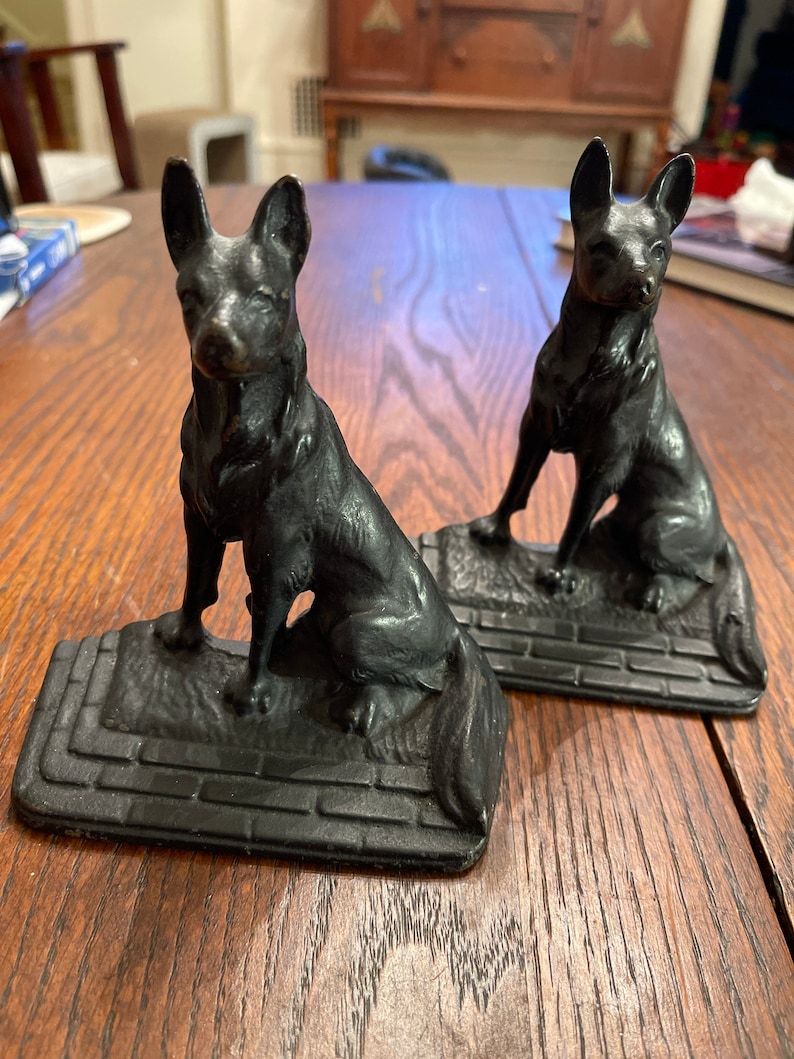 Antique German Shepherd Bookends. Stamped. - Etsy