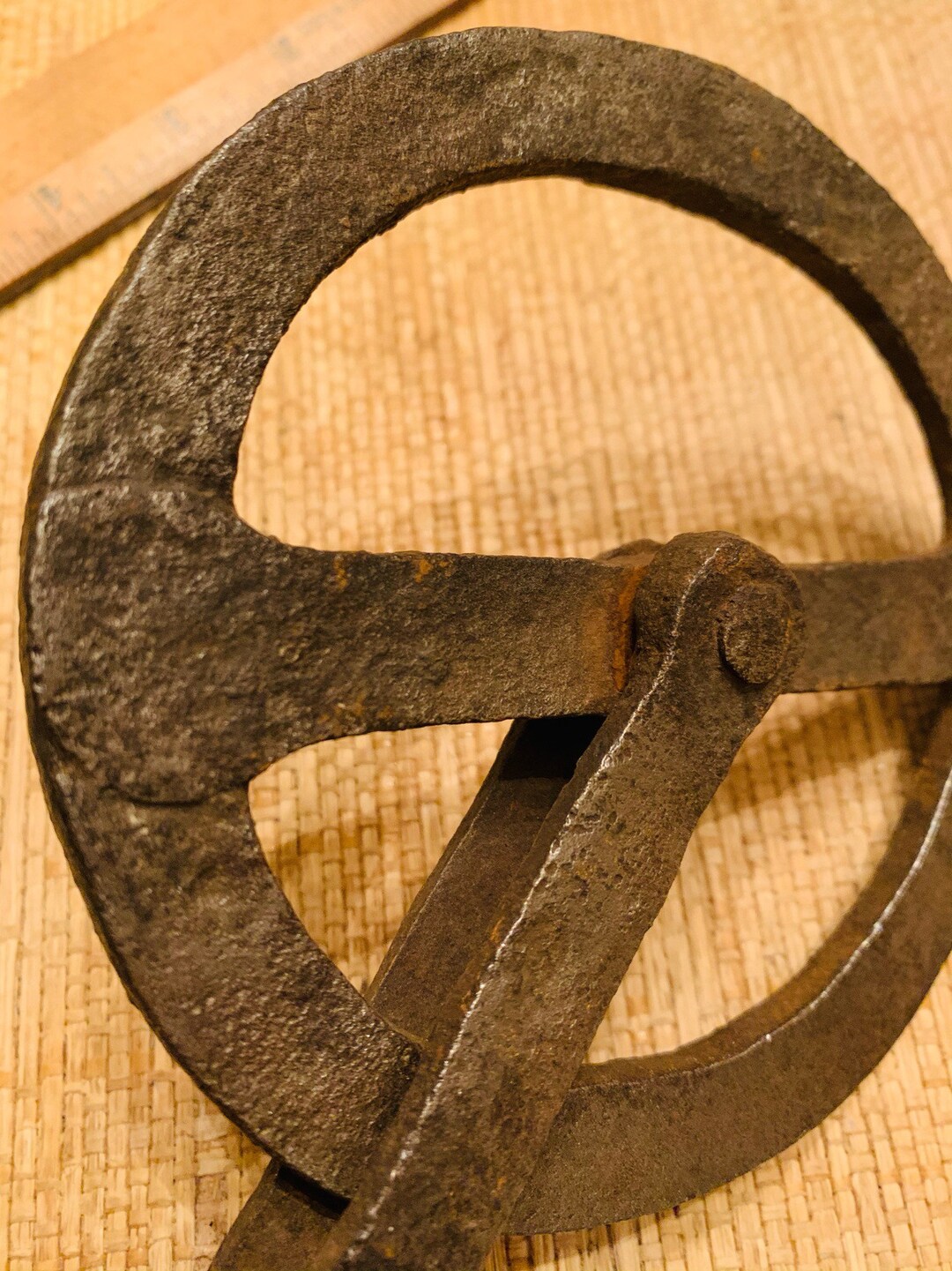 Antique Colonial American Blacksmith or Wagonwright Measuring Wheel ...