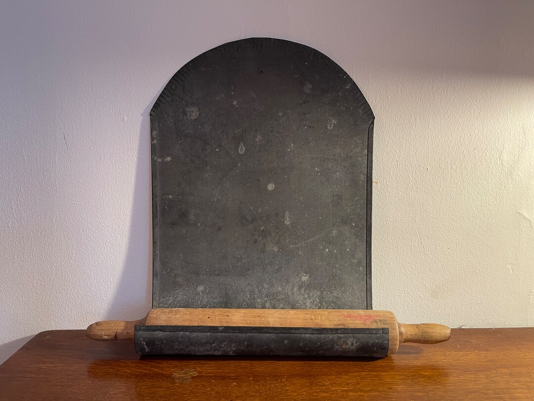 Antique Hanging Rolled Tin Rolling Pin Holder and Wooden Pin - Etsy