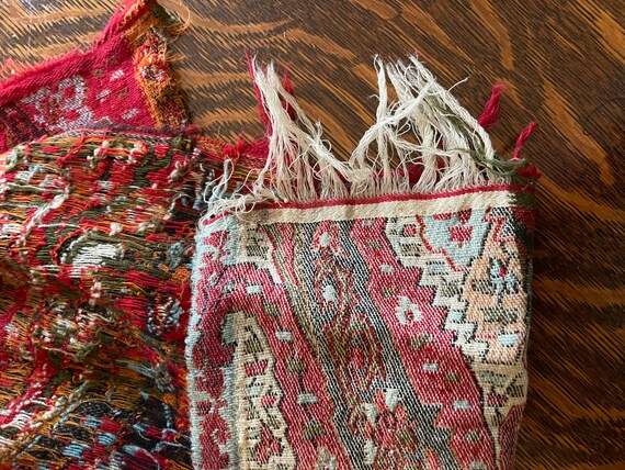 Antique Woven Shawl Paisley 1800 textile with Damage - Gem