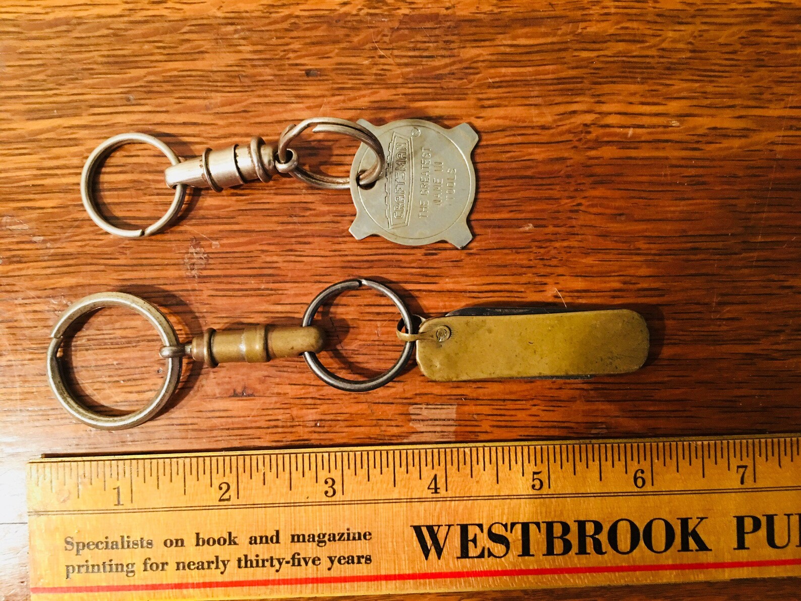 Two Neat Little Keychains One Craftsman/sears One Brass With a Pocket ...