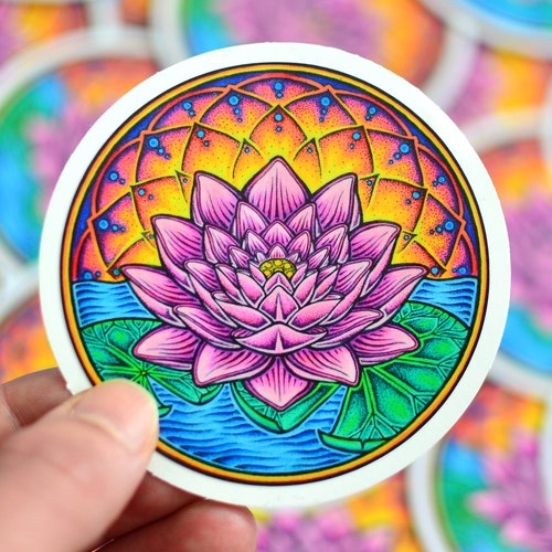 Hand Drawn Lotus Flower Sticker Nature Sticker Water Lilly - Etsy