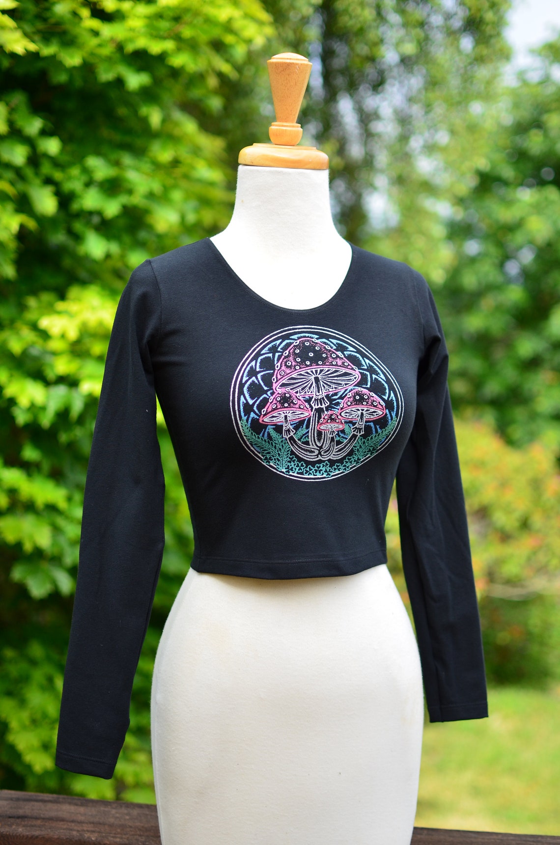 Mushroom Long Sleeve Crop Top Red Mushroom Crop Top | Etsy Canada