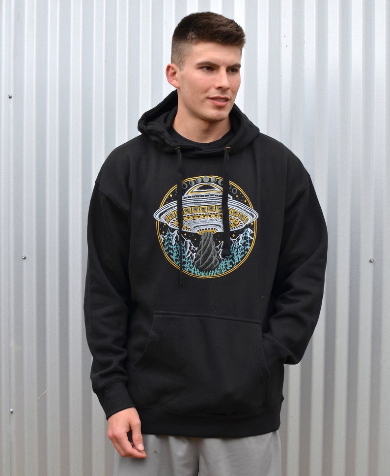 Glow in the Dark Alien UFO Pullover Hoodie - Men's UFO Sweatshirt ...