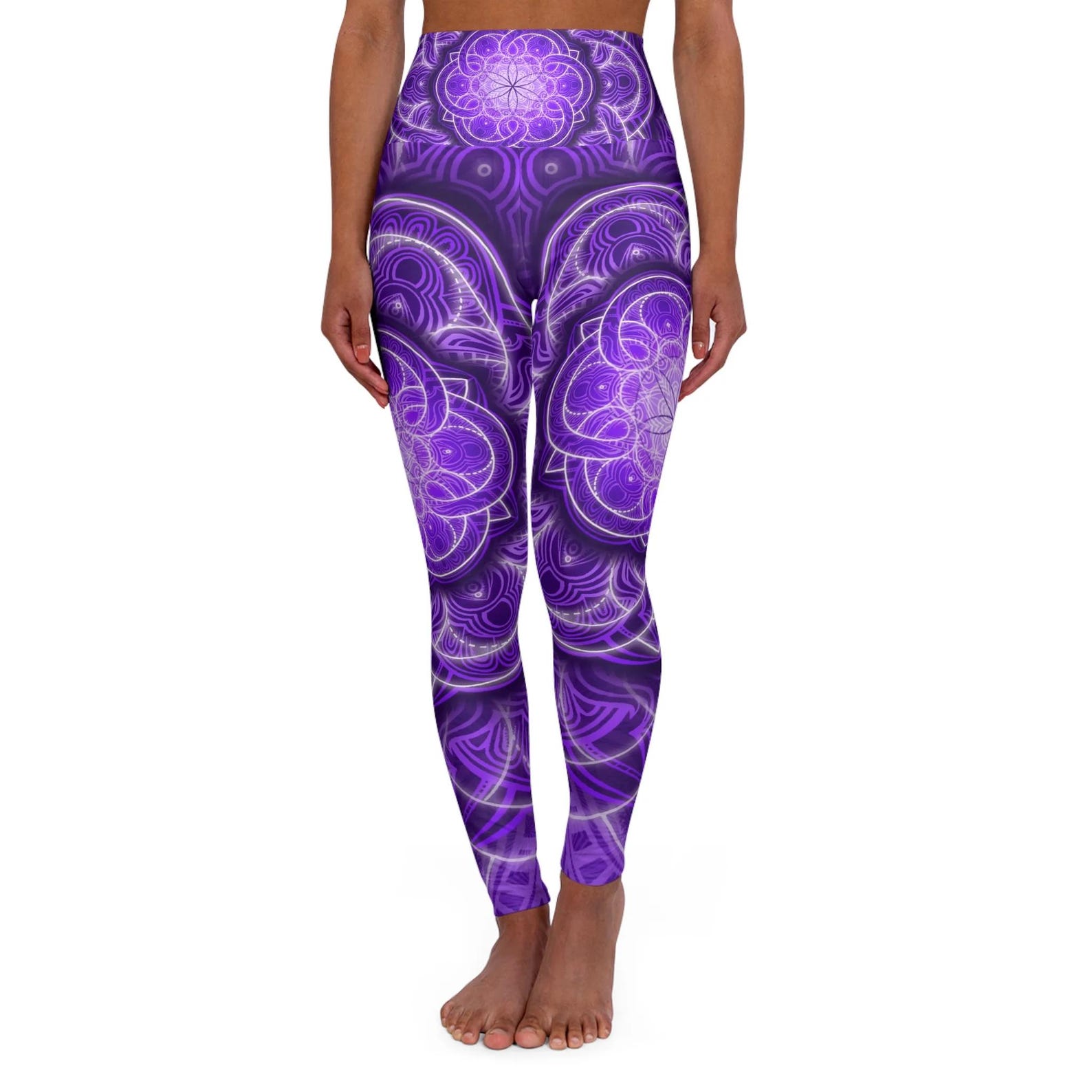 Purple Flower of Life Yoga Leggings - Sacred Geometry Yoga Leggings - Etsy