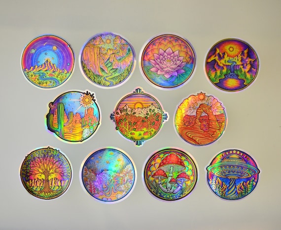 Holographic Sticker Pack 11 X 3inch Hand Drawn Stickers | Etsy
