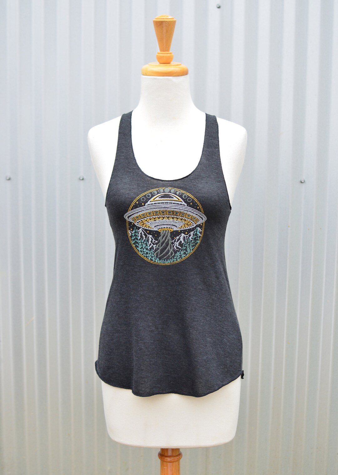 Glow in the Dark Alien UFO Tank Top - Women's Racerback Tank Top ...