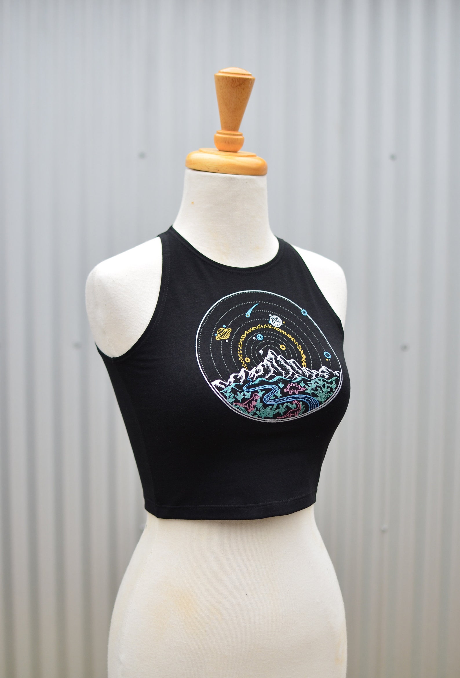 Dinosaur Space Crop Top Solar System Crop Top Dino Crop - Etsy