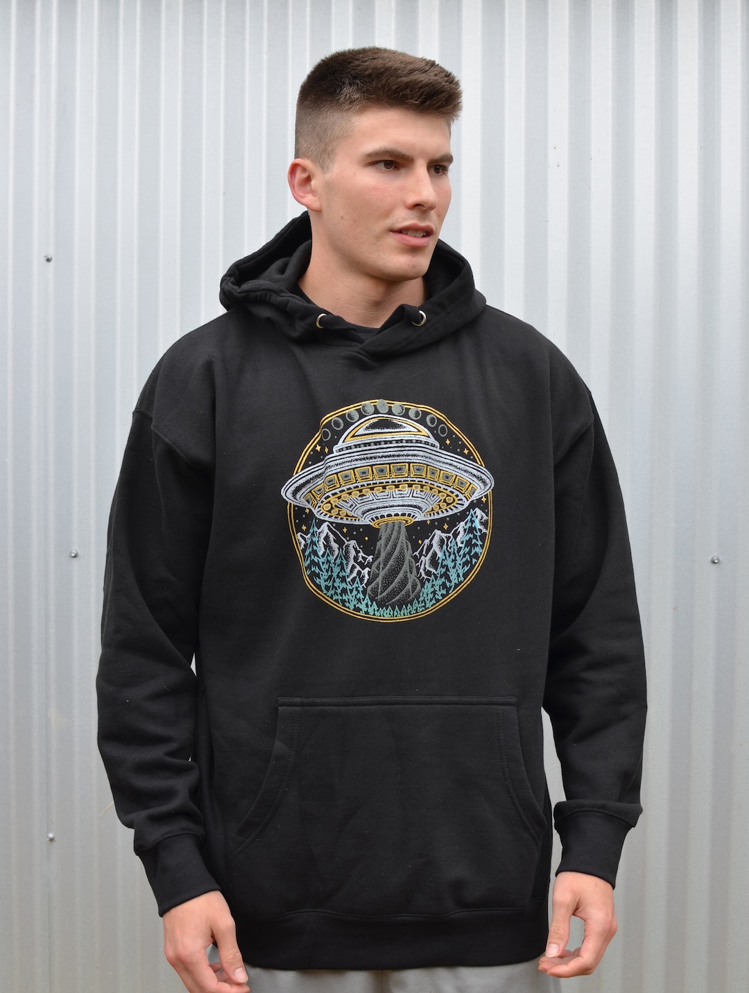 Glow in the Dark Alien UFO Pullover Hoodie - Men's UFO Sweatshirt ...