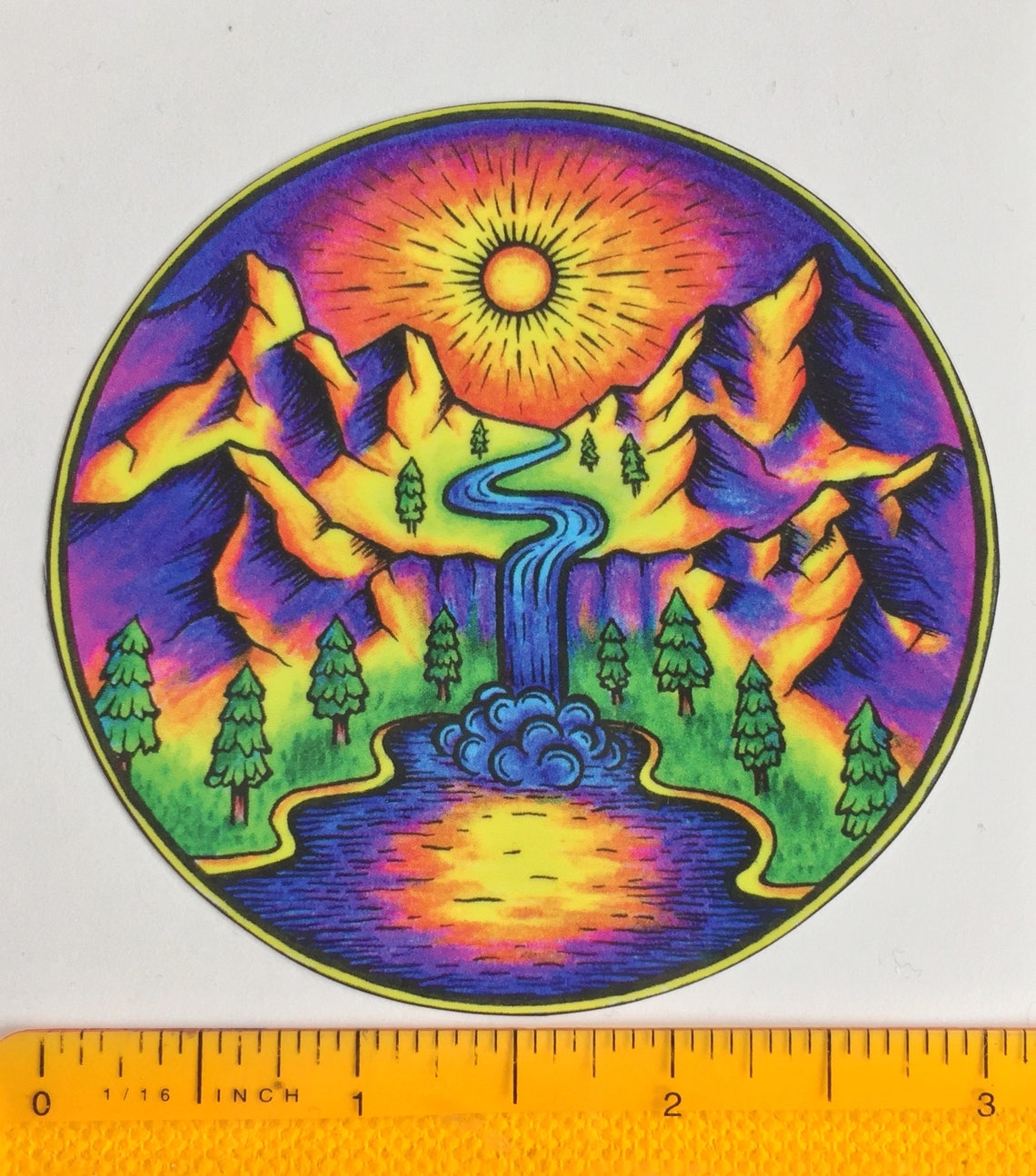 Hand Drawn Waterfall Sticker Nature Sticker Sun Sticker - Etsy