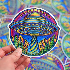 Hand Drawn UFO Sticker - Flying Saucer Sticker - Alien Sticker - iPhone ...