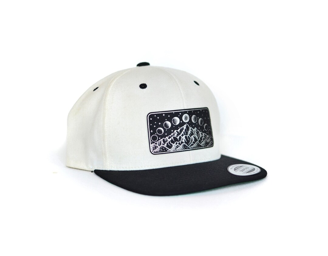 Silver Mountain and Moon Phase Snapback Hat - Alpine Mountian Snapback ...