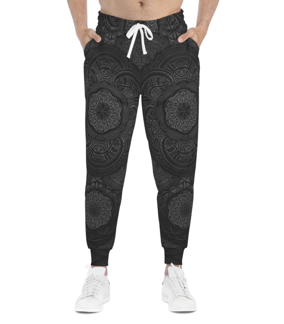 Blackout Mandala Joggers - Sacred Geometry Festival Pants - All Over ...