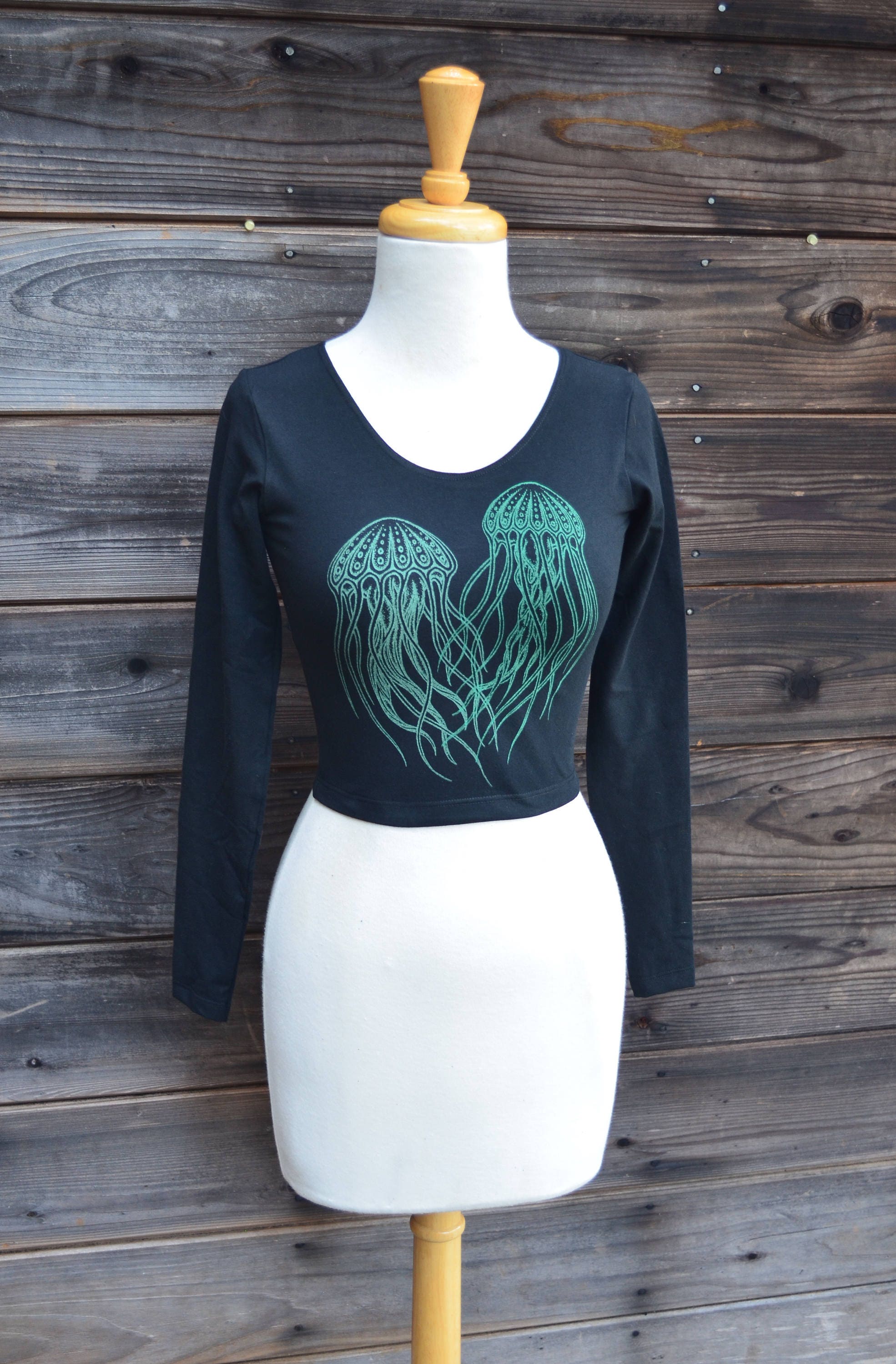 Glow in the Dark Jellyfish Fitted Long Sleeve Crop Top | Etsy