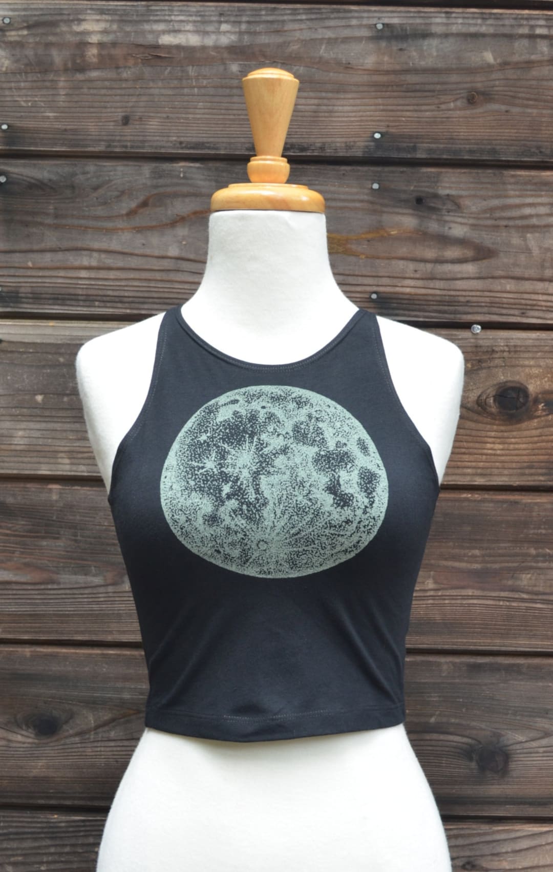 Full Moon and Zodiac Crop Top - Glow in the Dark Fitted Crop Top - Yoga ...