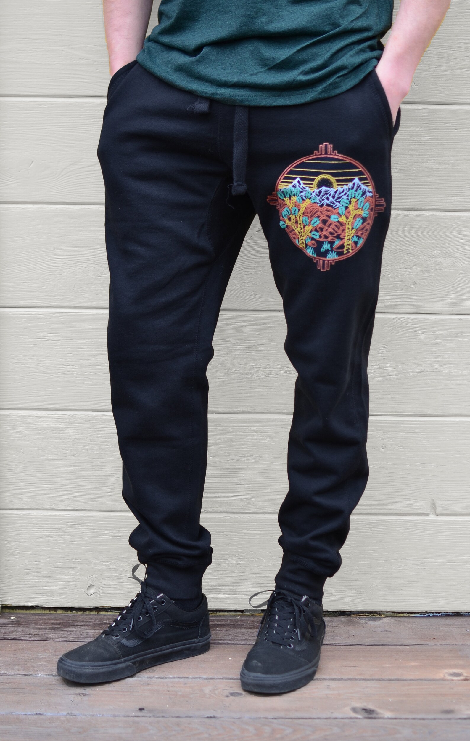 Metallic Joshua Tree Joggers - Black Jogger Sweatpants - Mens Adventure ...