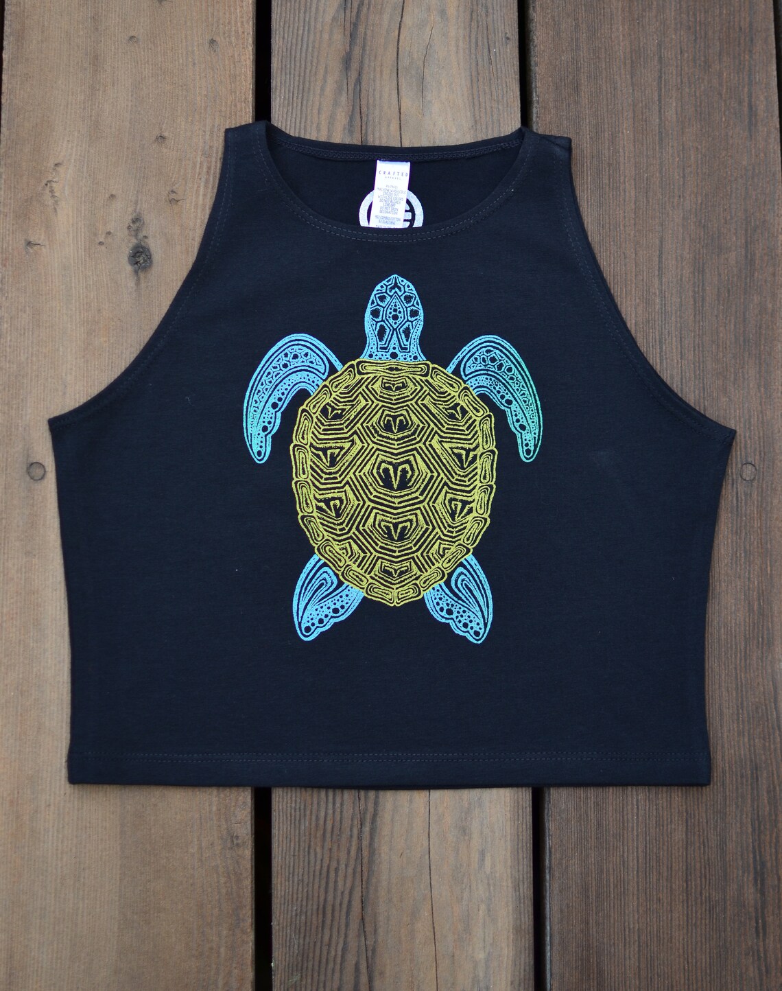 Geometric Sea Turtle Crop Top Yoga Crop Top Festival Crop - Etsy