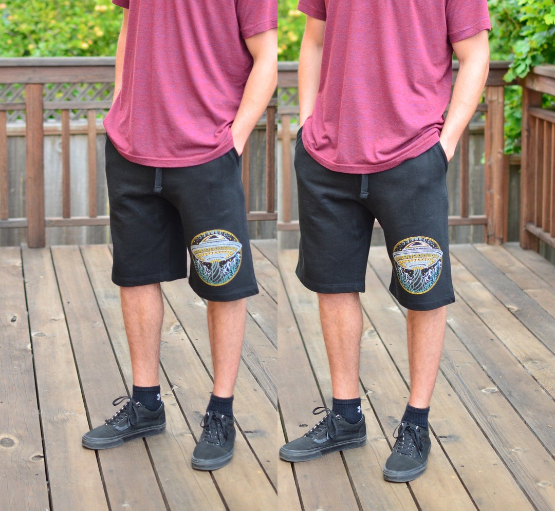 Glow in the Dark Alien UFO Shorts - Flying Saucer Jogger Shorts ...