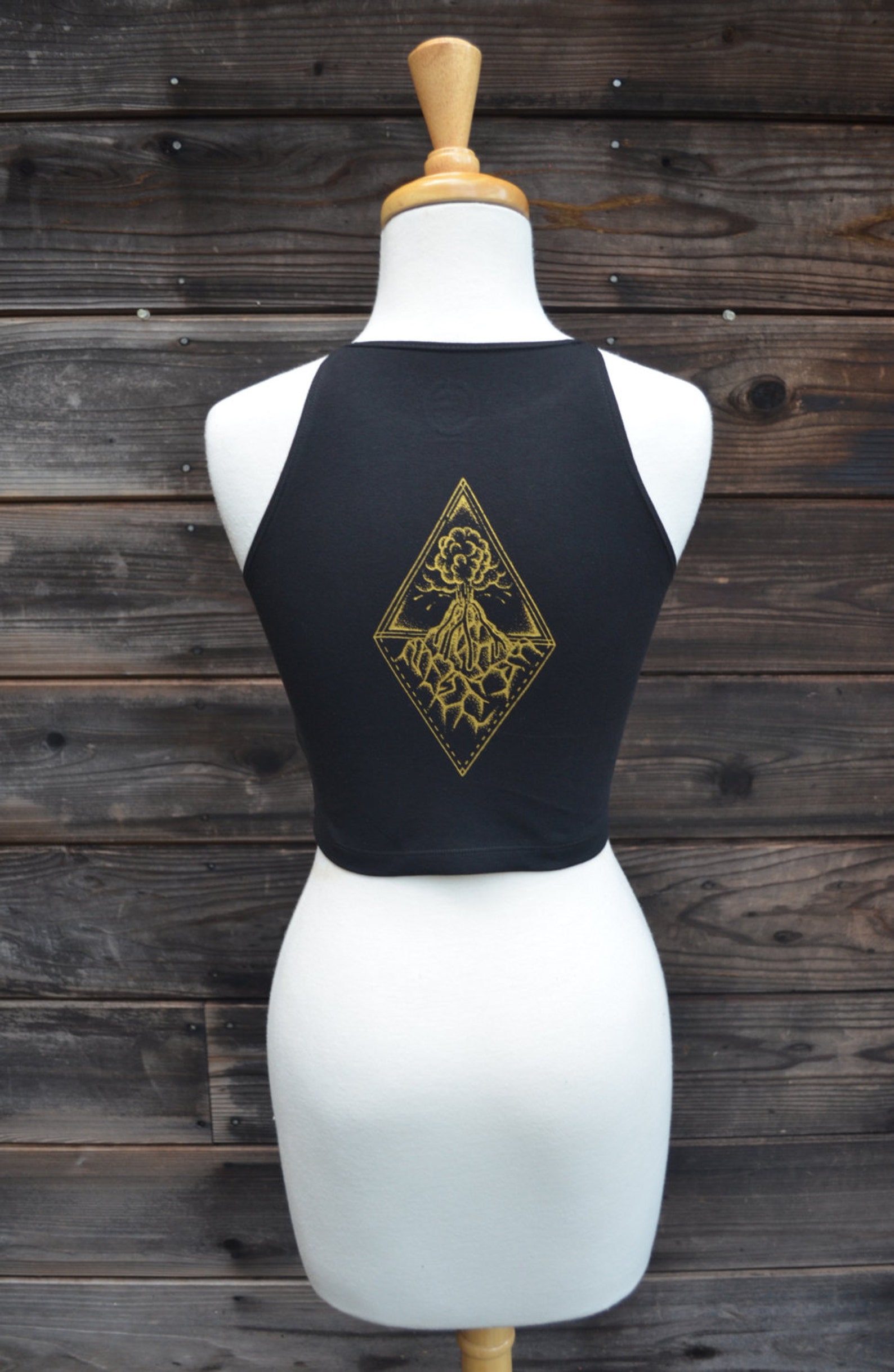 Black Fitted Volcano Fire Crop Top fire Element | Etsy