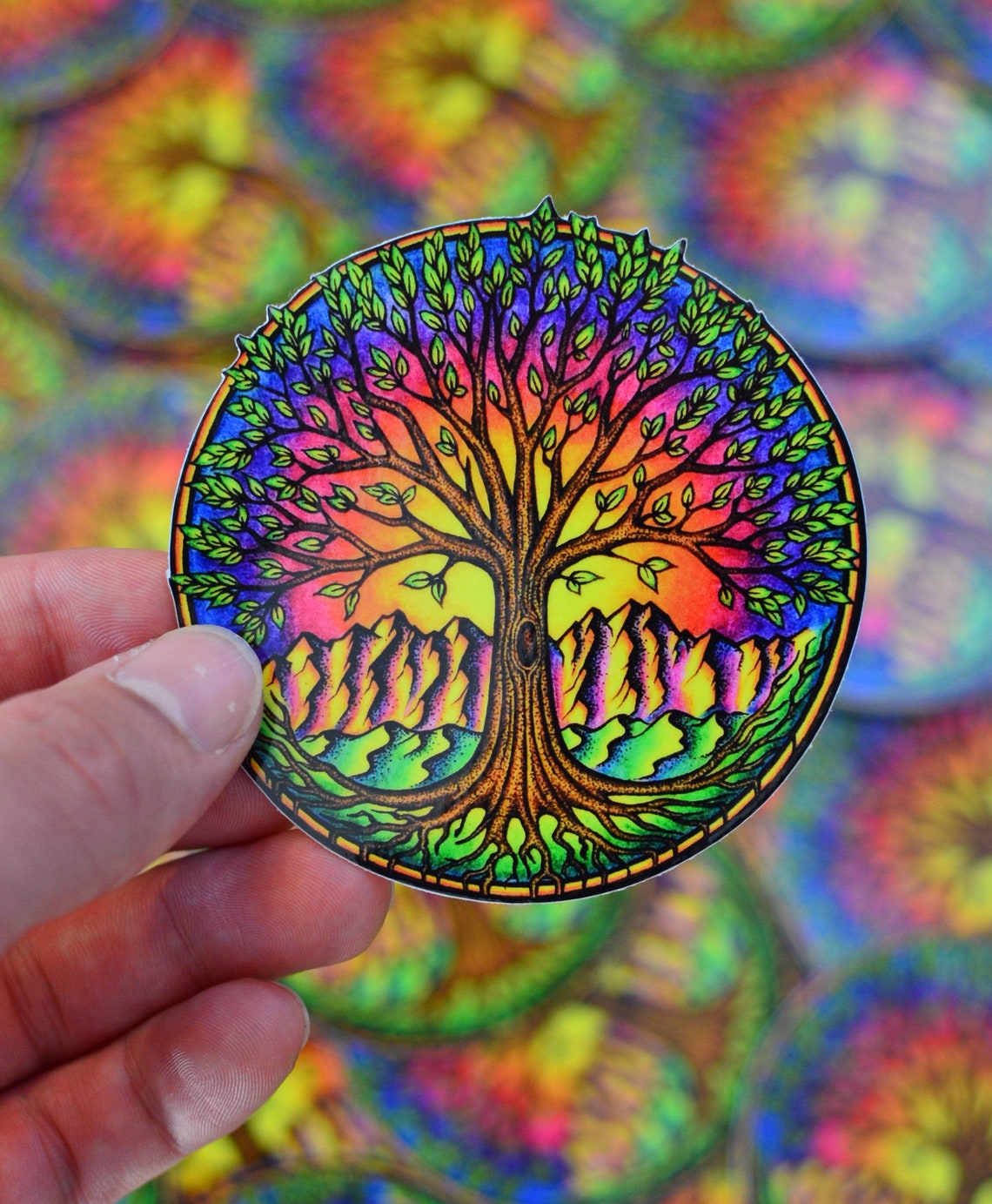 Hand Drawn Tree Sticker Nature Sticker Sun Sticker - Etsy