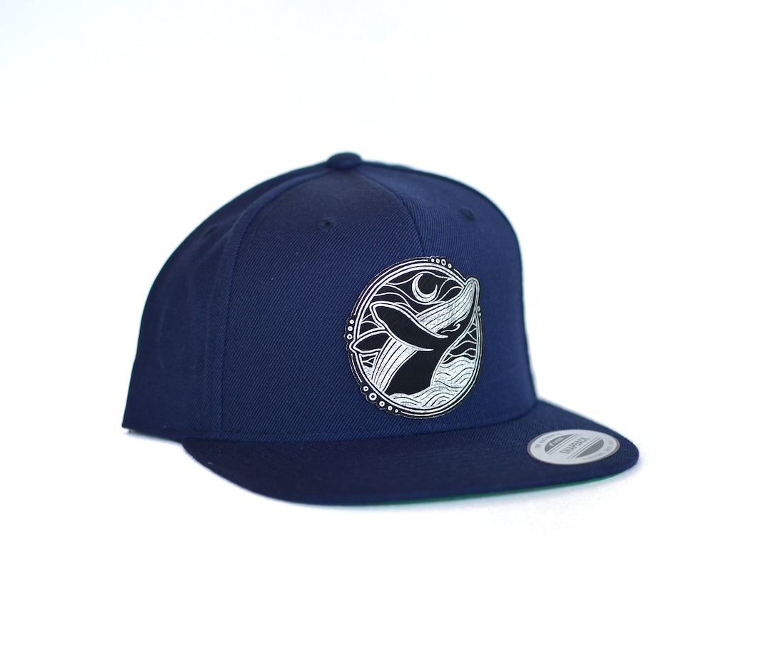 Silver Humpback Whale Snapback Hat - Ocean Snapback Hat - Festival ...