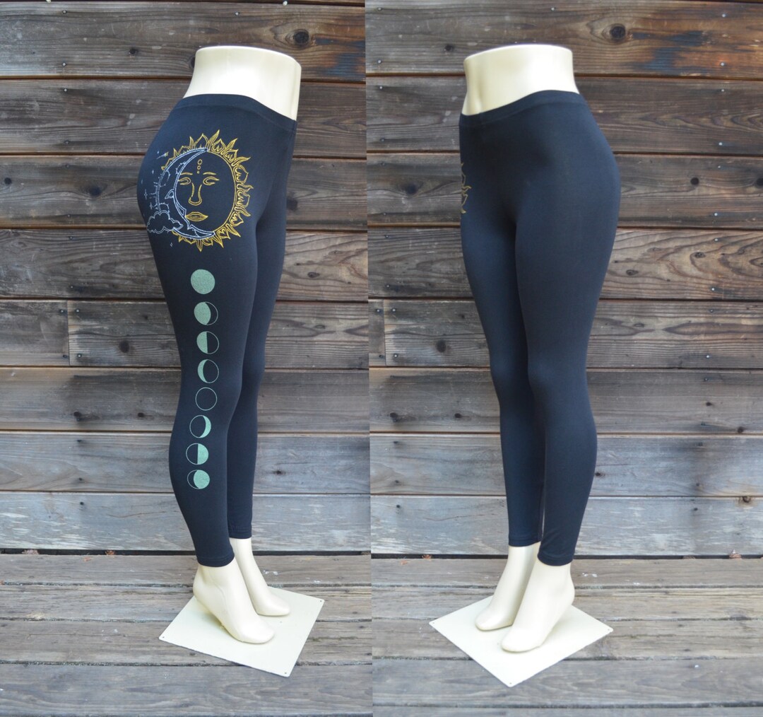 Sun and Moon Leggings Moon Phase Leggings Glow in the Dark - Etsy