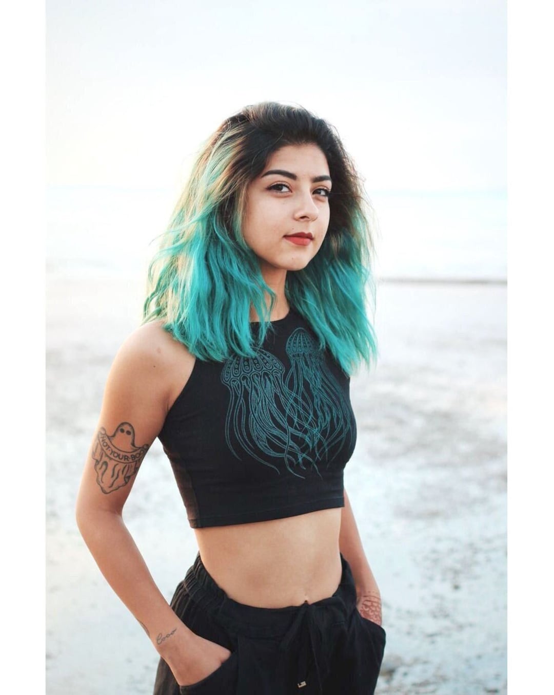 Glow in the Dark Jellyfish Fitted Crop Top - Women's Festival Crop Top ...