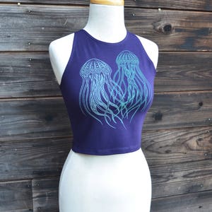 Glow in the Dark Jellyfish Fitted Crop Top Women's Festival Crop Top ...