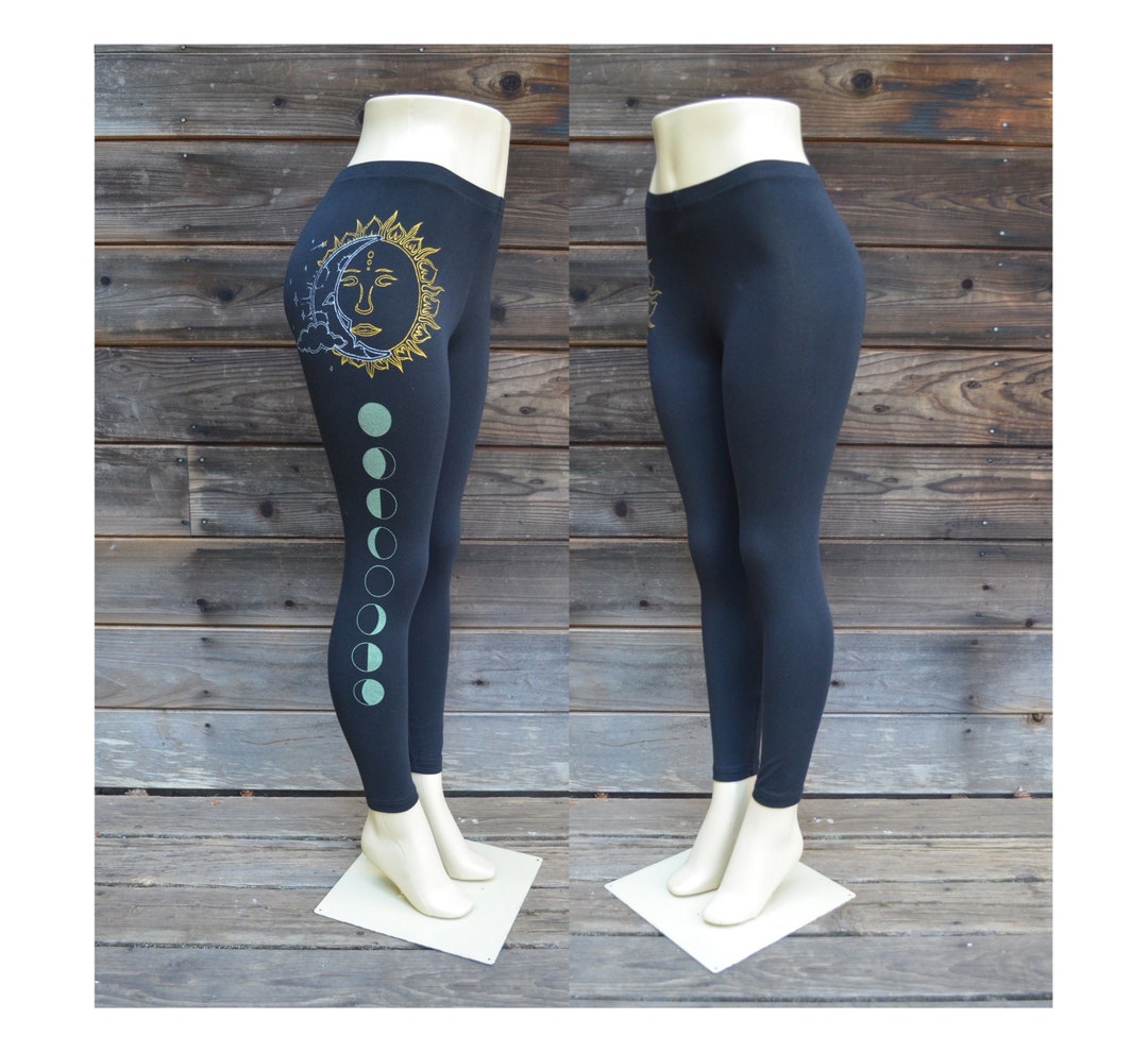 Sun and Moon Leggings - Moon Phase Leggings - Glow in the Dark Leggings ...
