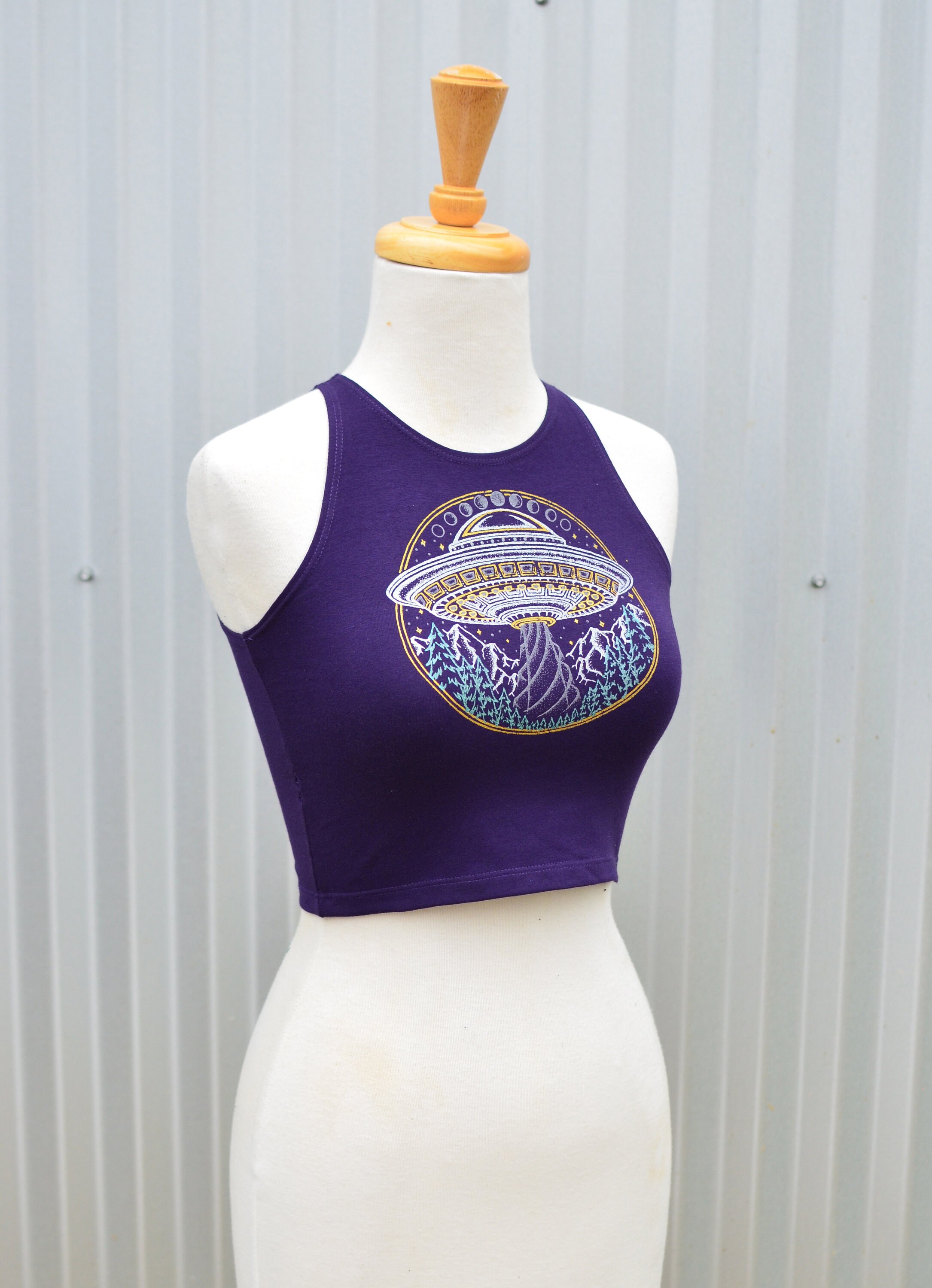 Glow in the Dark Alien UFO Crop Top Black Crop Top | Etsy