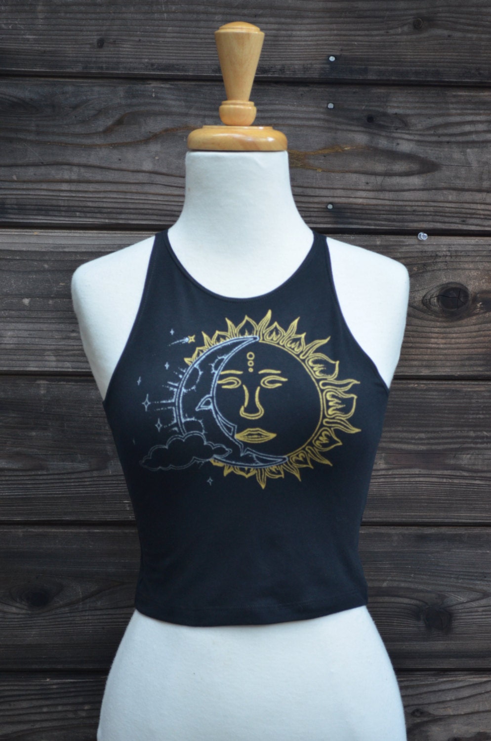 Sun and Moon Handmade Fitted Crop Top Sacred Geometry Yoga - Etsy
