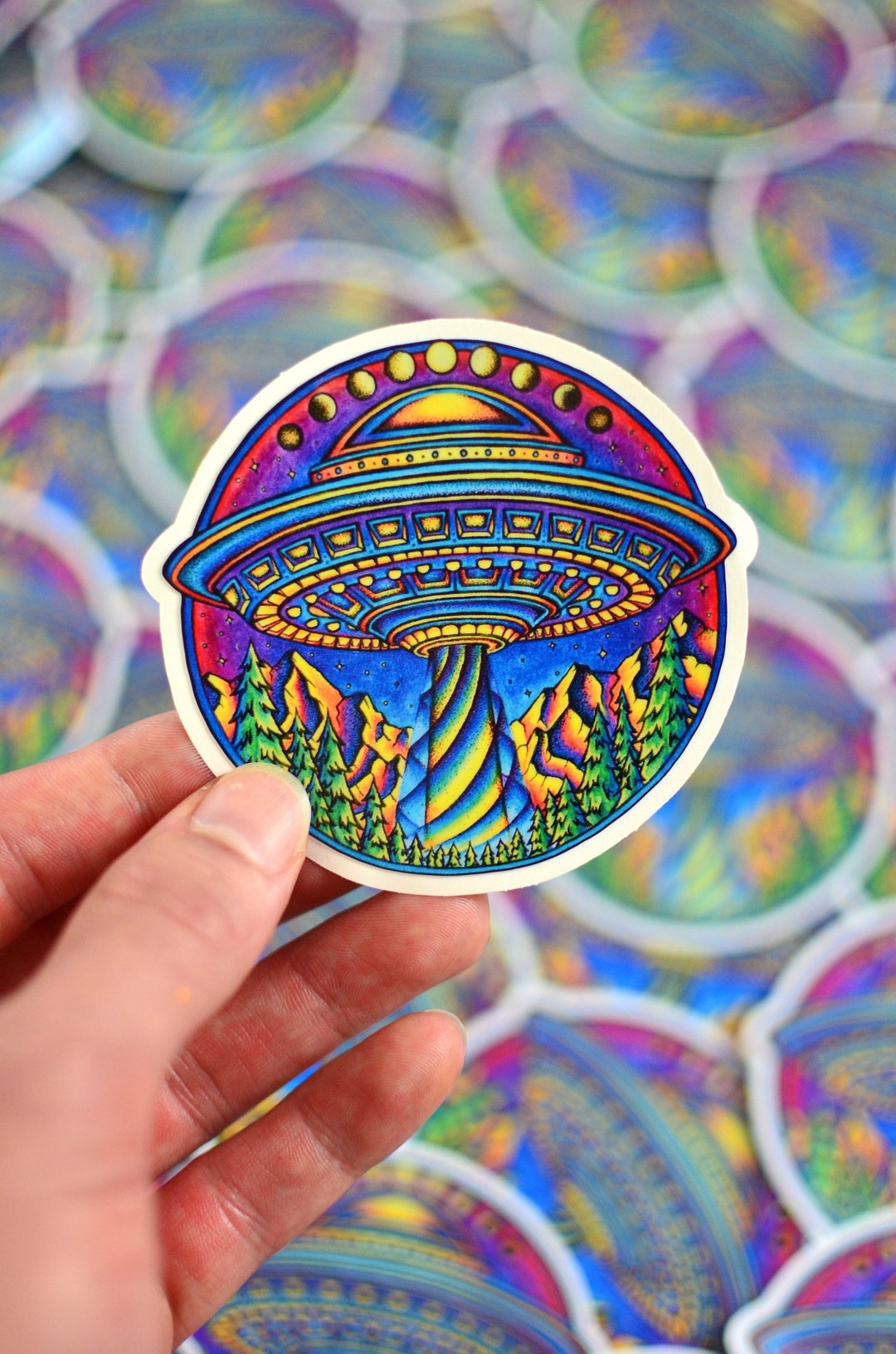Hand Drawn UFO Sticker - Flying Saucer Sticker - Alien Sticker - iPhone ...