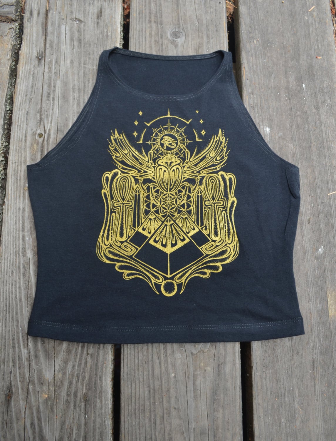 Egyptian Fitted Crop Top Gold Egyptian Scarab Crop Top - Etsy