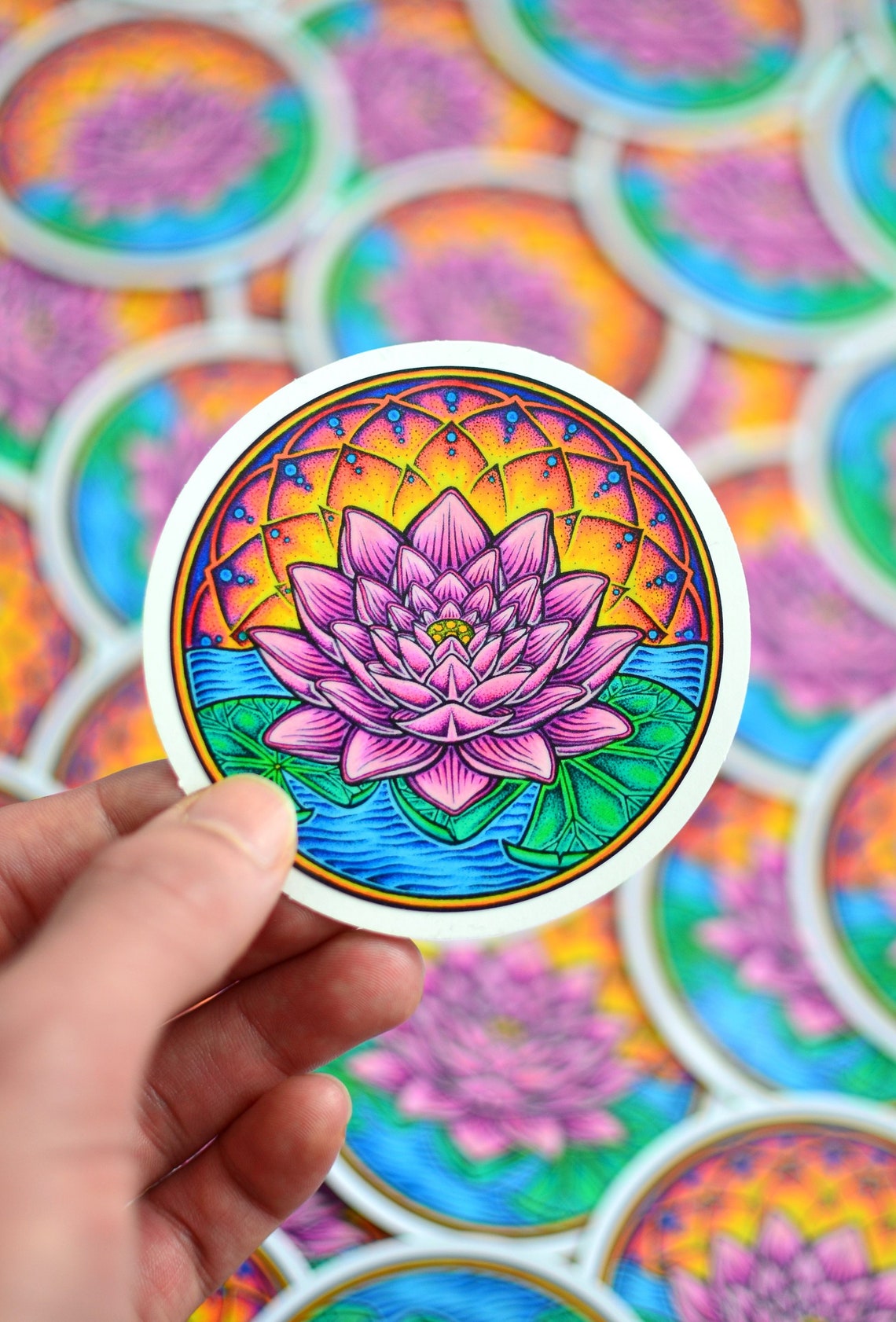 Hand Drawn Lotus Flower Sticker - Nature Sticker - Water Lilly Sticker ...